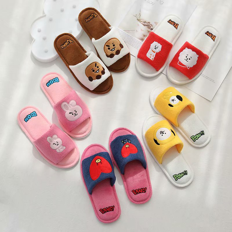 New arrival bt21 plush shoes women home indoor winter slippers Duck non ...