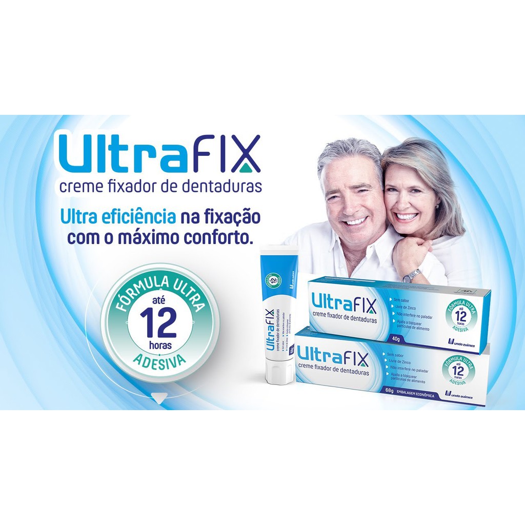 Fixador de dentadura 12 horas Ultrafix Sem Sabor Creme 20g | Shopee Brasil