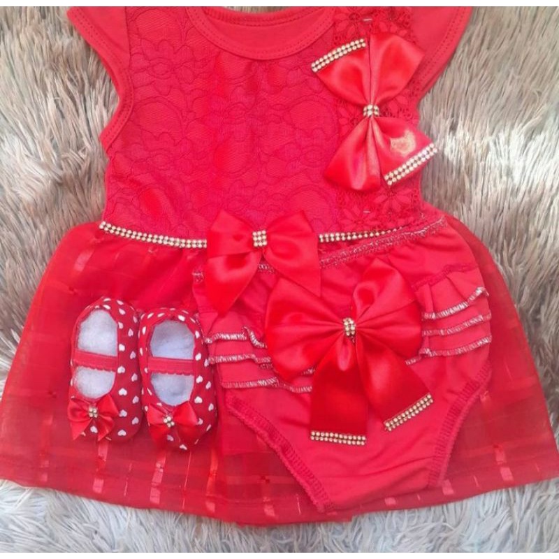 VESTIDO LUXO COM CALCINHA BUNDA RICA LAÇO SAPATINHO KIT COMPLETO ...