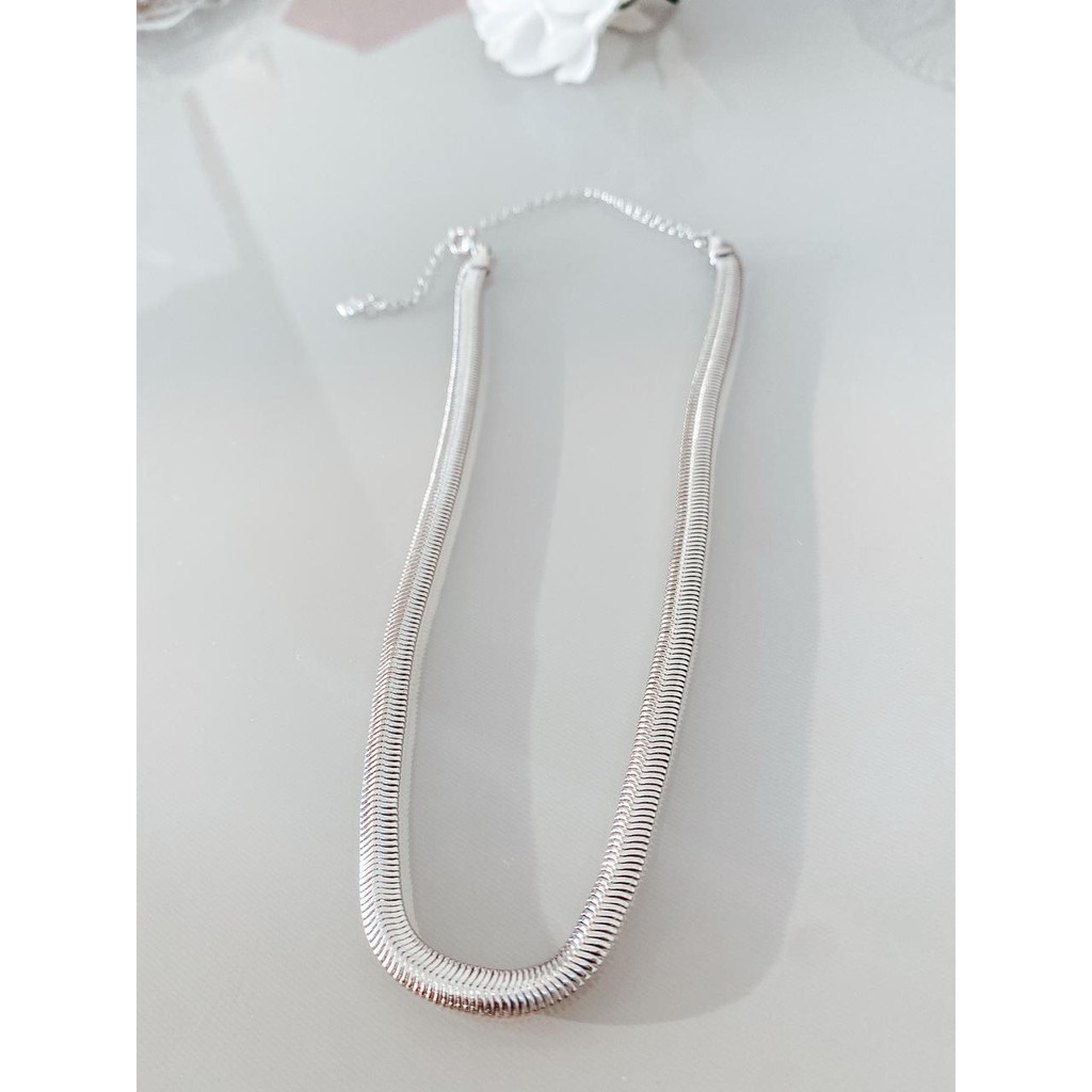 Colar snake de malha folheado à prata | Shopee Brasil