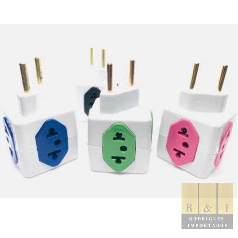 Adaptador Tomada com Benjamim T com 4 Entrada + Brinde | Shopee Brasil