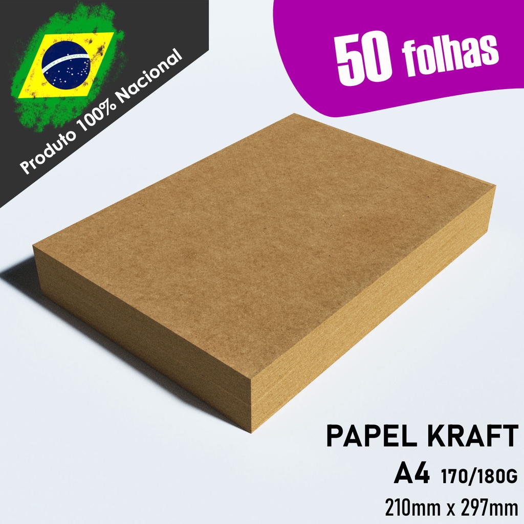 Papel Kraft A4 180g c/ 50 folhas | Shopee Brasil