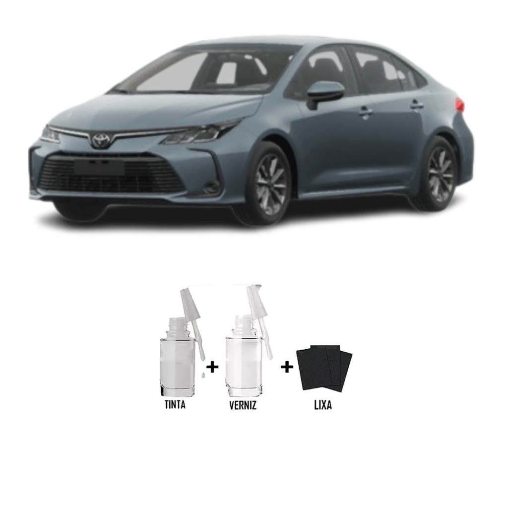 Tinta Tira Risco Automotivo Cinza Celestial - 1K3 Toyota + Verniz 15ml ...