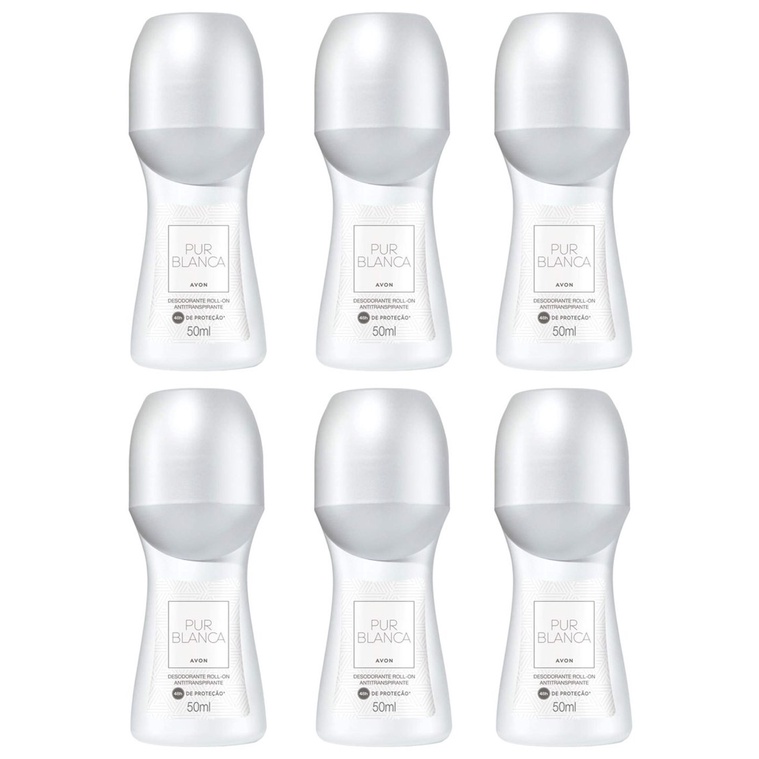 Kit 6 Desodorantes Antitranspirante Roll-On Pur Blanca - 50ml Avon ...