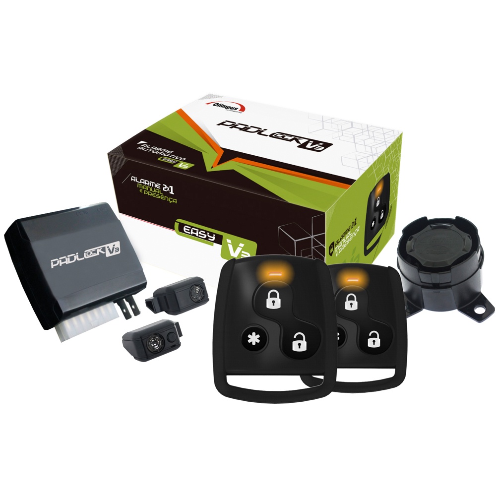 Kit Alarme Automotivo Padlock Easy V3 Universal Olimpus 2 Controles ...