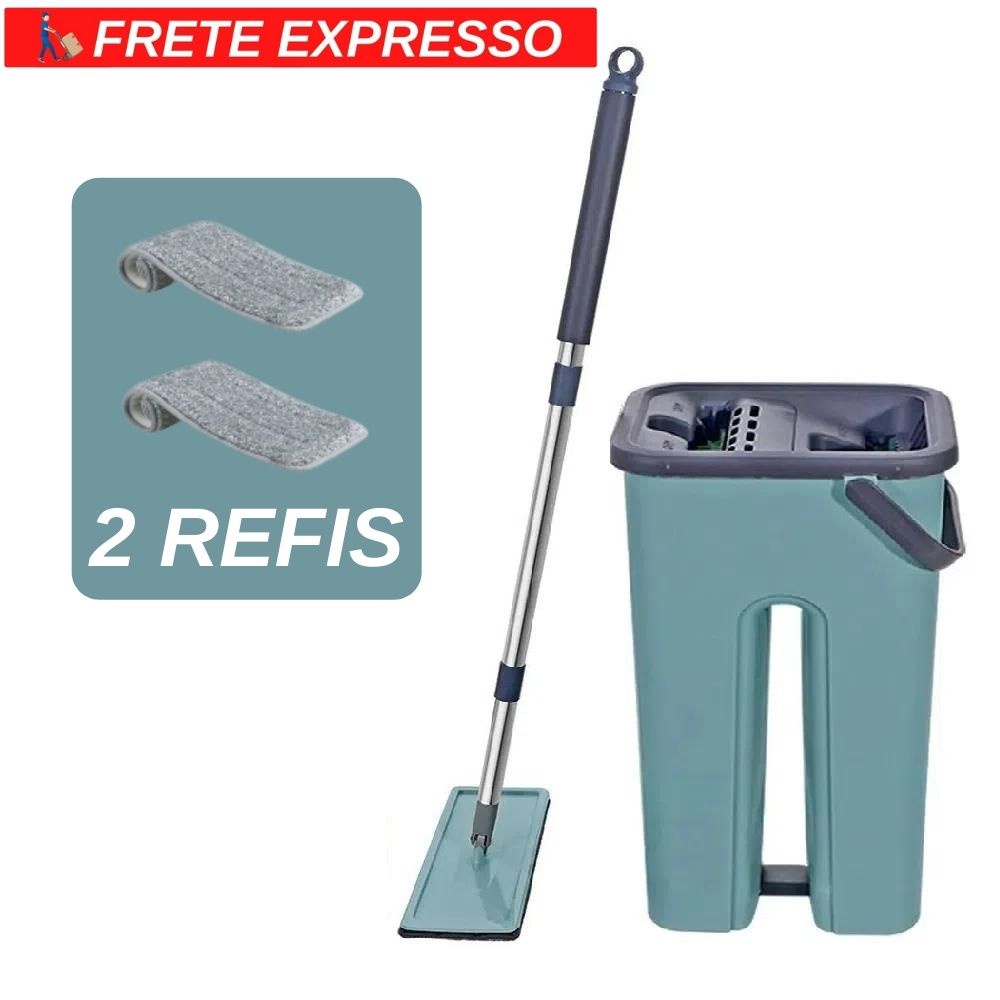 Mop Lava E Seca Flat Multiuso Vertical Balde Esfregão Rodo 2 Refis ...