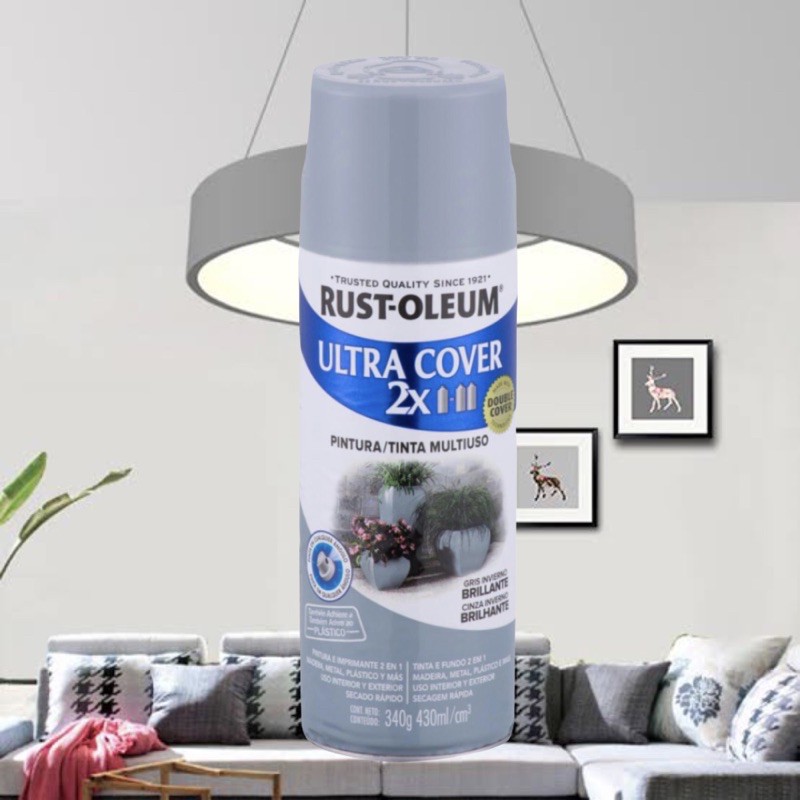 Tinta Spray Rust Oleum Ultra Cover para Madeira Metal Plastico - Cinza Inverno Brilhante ...