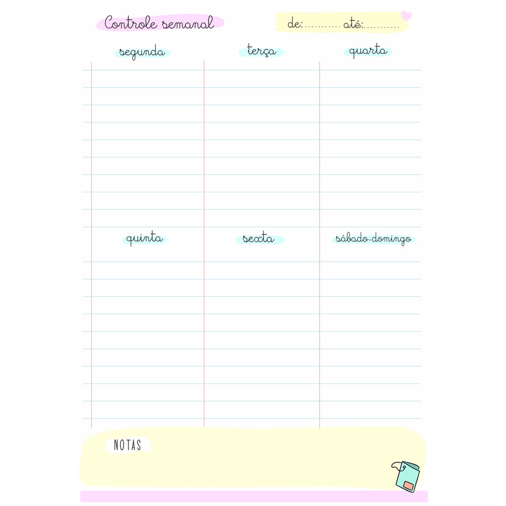 Planner Semanal Vertical-planejador-study-colorido-bloco-diary | Shopee ...