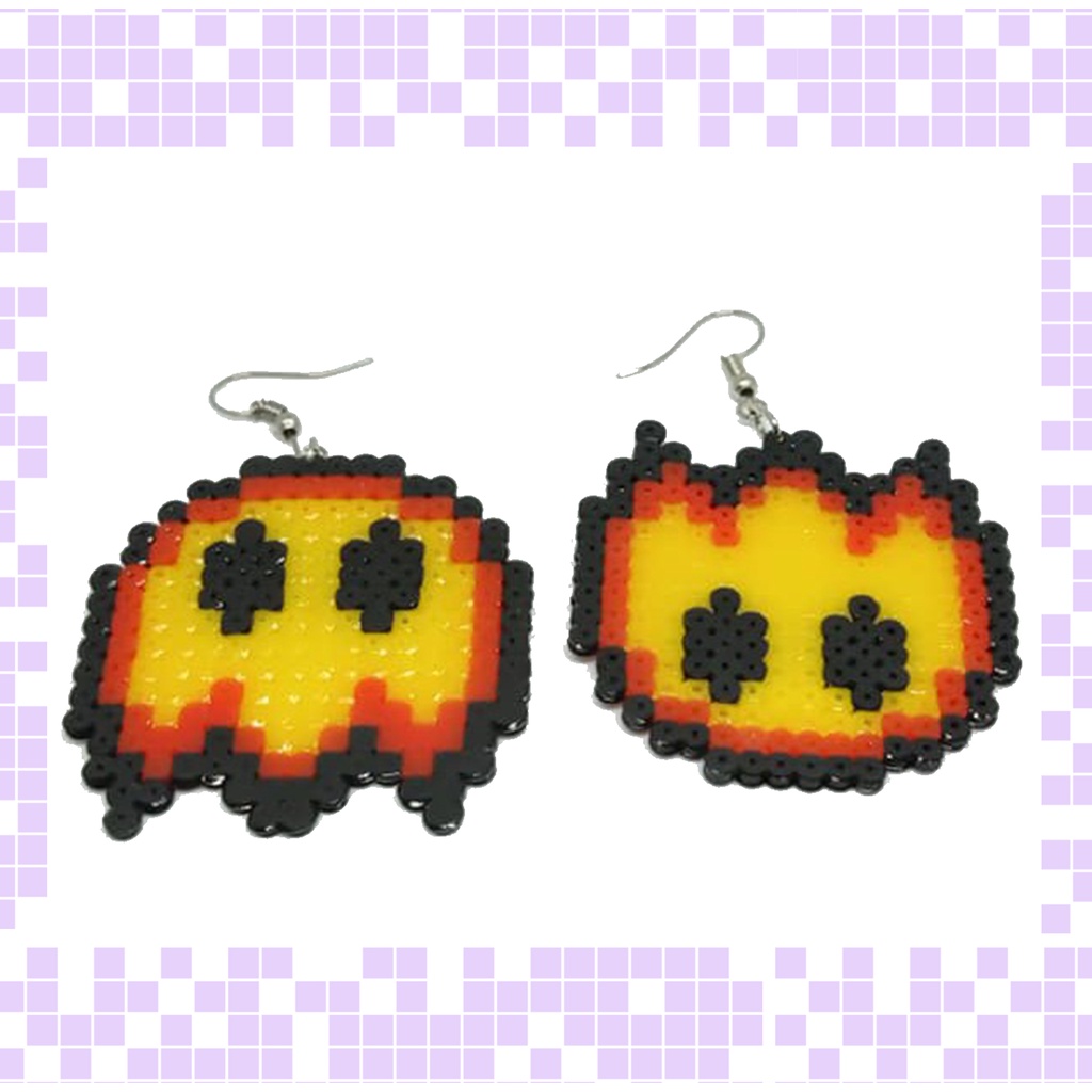 Par de Brincos Podoboo Bola de Fogo Super Mario World Pixel Art Perler ...