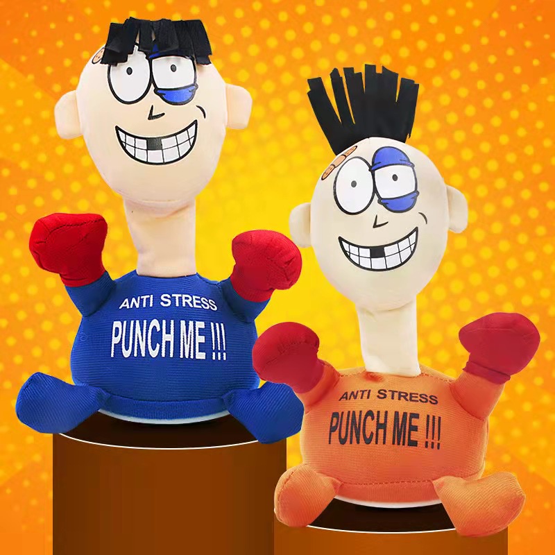 Brinquedo anti stress De Pelúcia Anime Punch Me Boneco Com Som Socorro ...