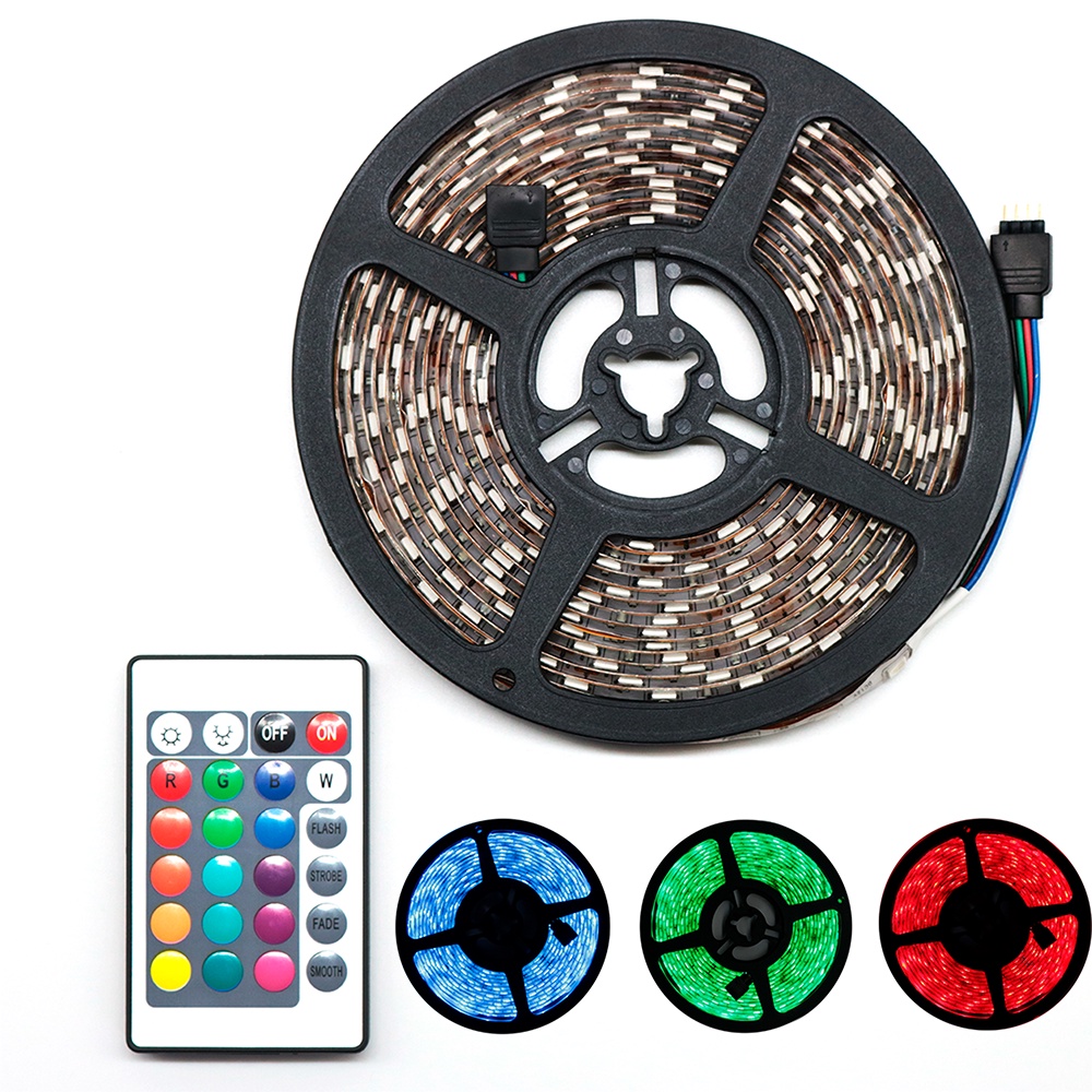 Fita Led Cor Rgb 5050 Rolo 5m 300 Leds Ip65 + Controle + Fonte | Shopee ...