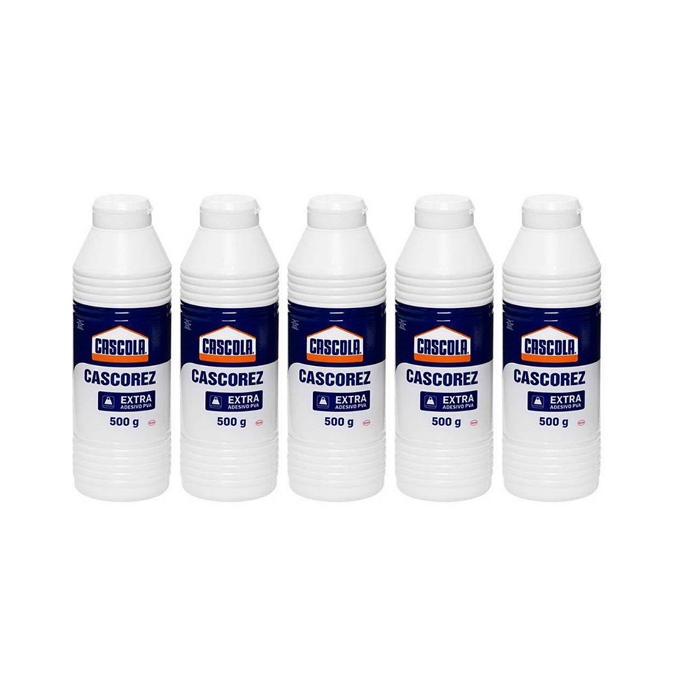 KIT 5 COLAS BRANCA CASCOREZ EXTRA 500G CASCOLA | Shopee Brasil