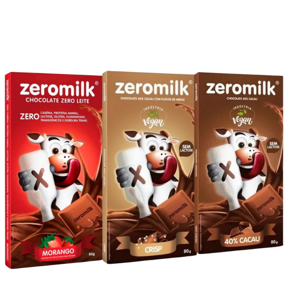 Chocolate 40 % Cacau Zero Milk Sabores 80g | Shopee Brasil