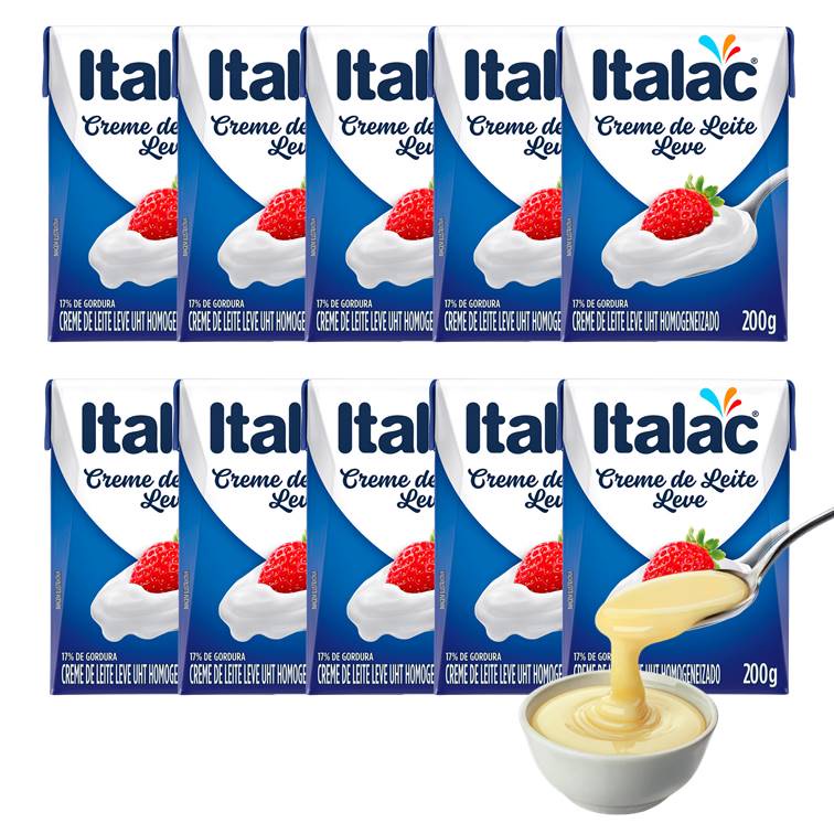 Creme De Leite Italac 200g Caixa Kit Com 10 Unidades | Shopee Brasil