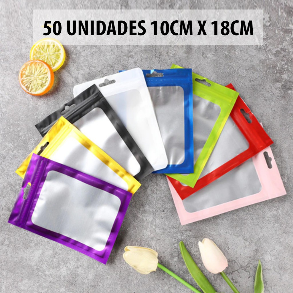 Saco Com Zíper Embalagem Zip Lock Para Produtos VÁRIAS CORES 50 ...