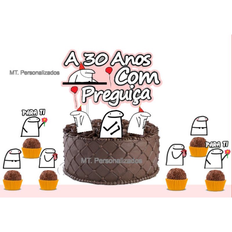 kit Topo de bolo + 60 Topper de Doces Flork Meme Festa 2022 | Shopee Brasil