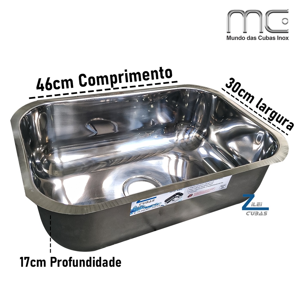 Cuba de Aço Inox Tecnocuba N 2 -17 56x34x17 Aço 430 Pia Cozinha embutir ...