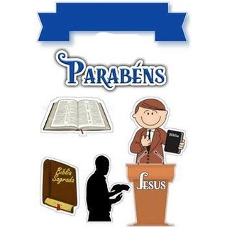 Topo de Bolo Evangélico Masculino e Feminino Igreja Personalizado ...