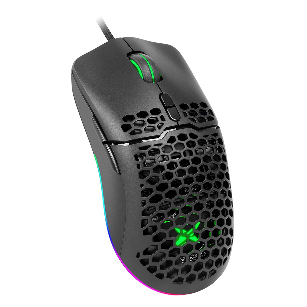 Delux Mouse Gamer M800 Ultra-Leve PMW3389 16000DPI Com Fio / Mouse De Jogos 58g RGB 6 Botões ...