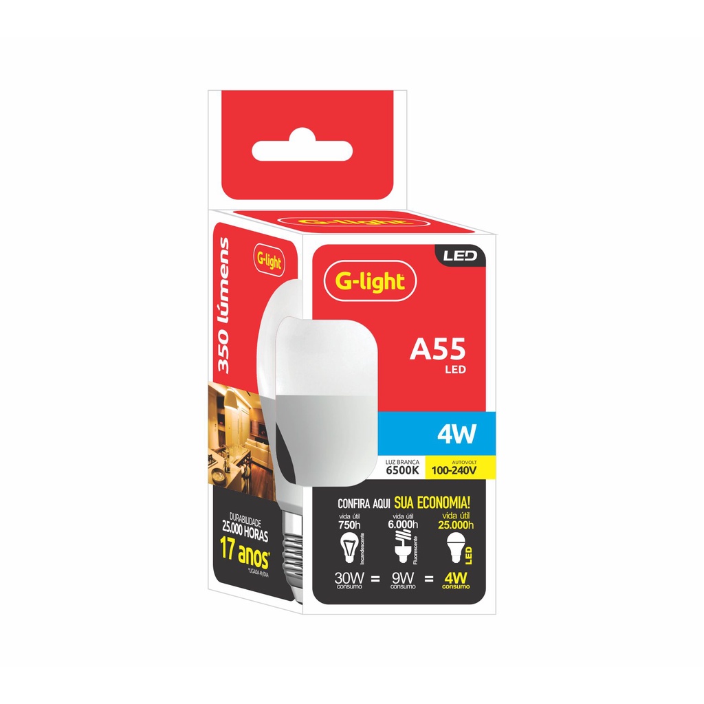 Lâmpada A55 LED 4W 6500K G-Light | Shopee Brasil