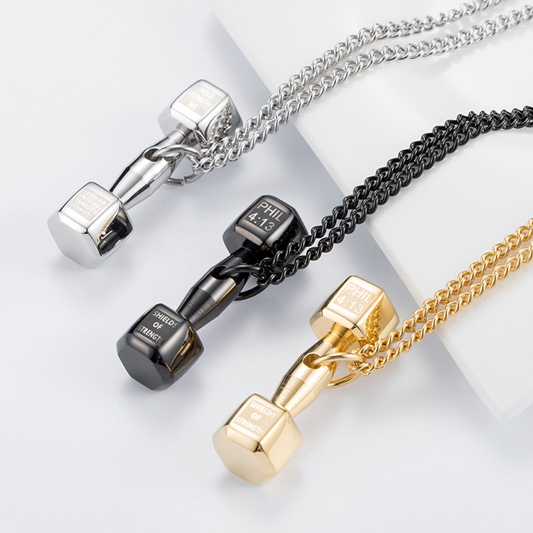 Colar Com Pingente De Halteres De Aço Inoxidável Para Masculino E ...