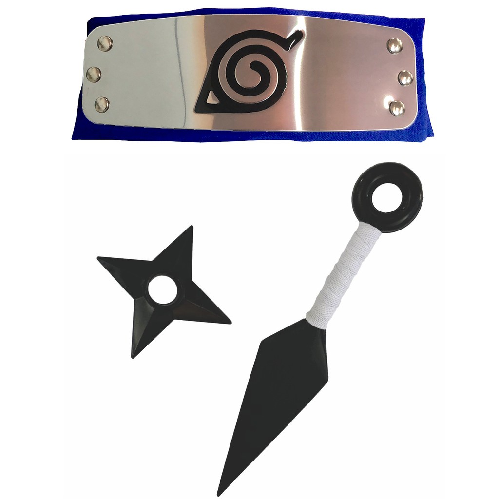 Bandana Sasuke Azul + Kunai + Shuriken - Naruto | Shopee Brasil