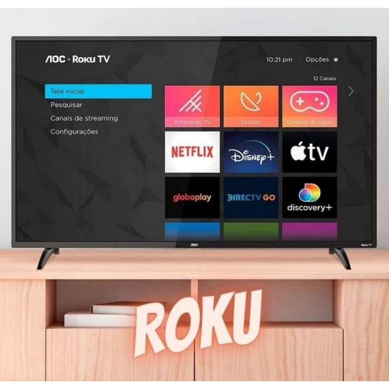 Smart TV AOC Roku LED 43'' 43S5195/78 com Wi-Fi Full HD 3 HDMI 1 USB ...