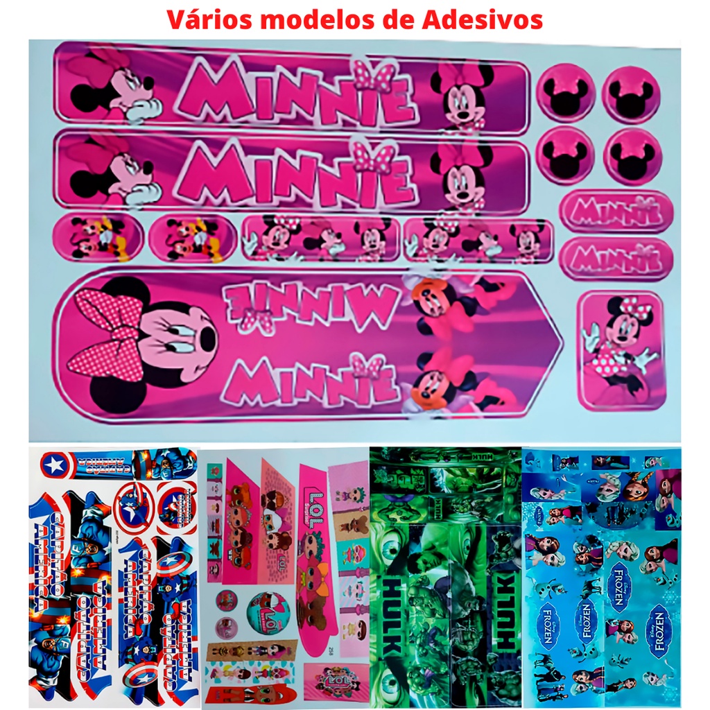 Cartela Adesivo Infantil Para Bicicletas - Vários Personagens Bikes aro ...