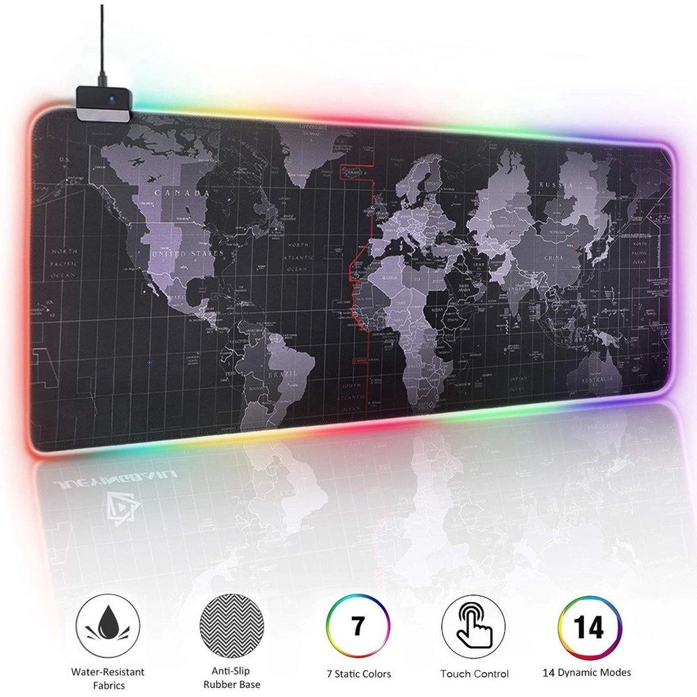 Mousepad Gamer RGB Mapa Mundi Com Led | Shopee Brasil