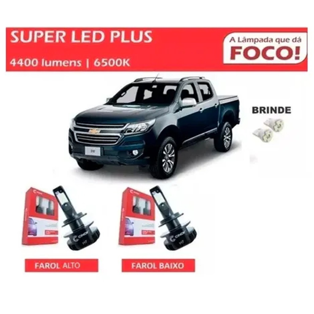 Kit Super Led Plus Chevrolet S10 2017 2018 Alto Baixo (+ brinde ...