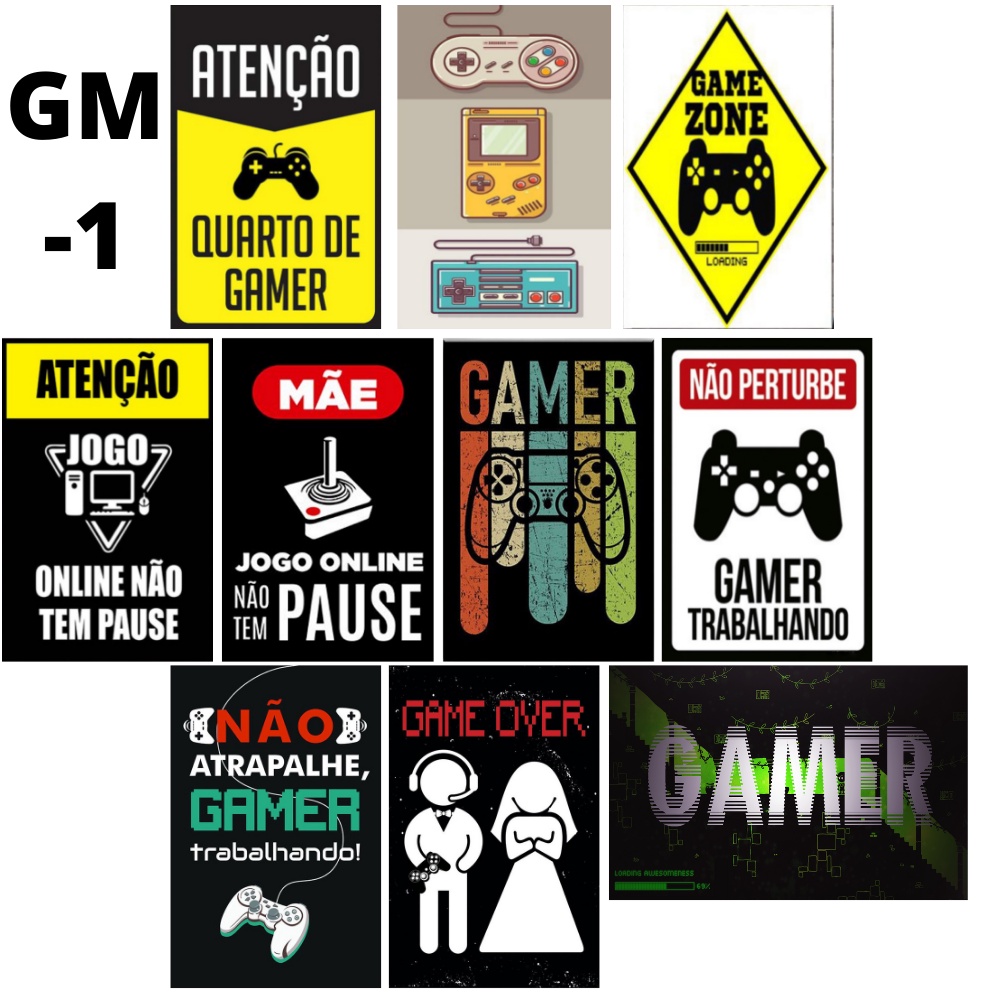 Kit 10 Quadros Com Tema Gamer Para Decoração de Quarto - Escorrega o Preço