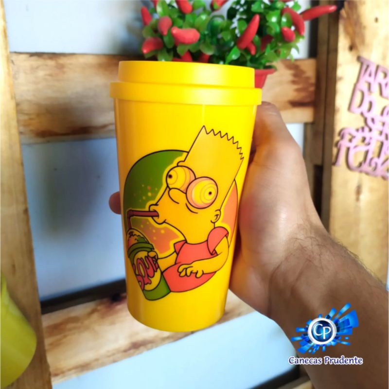 Copo com Tampa Bucks Bart Simpson | Shopee Brasil