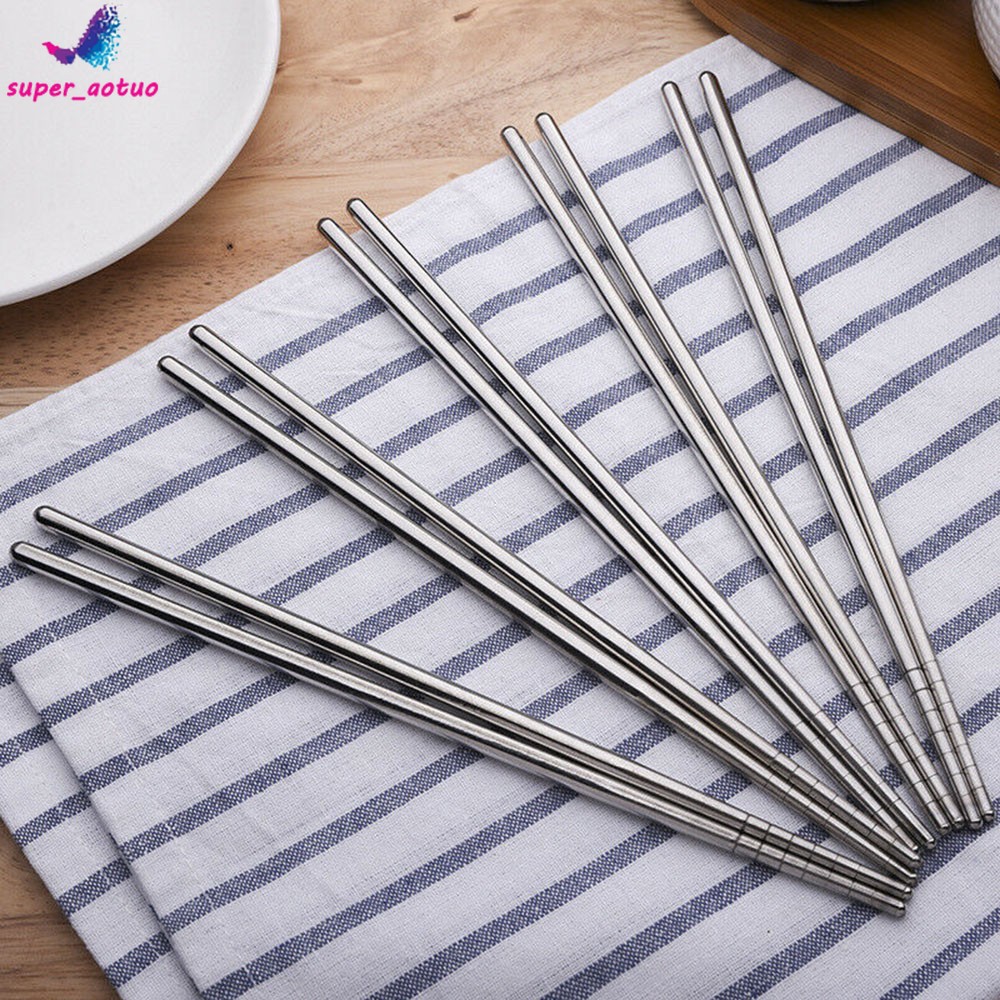 1 Par De Hashi / Hashi Chinês Em Aço Inoxidável De Metal / Coreano ...