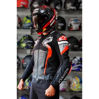 Jaqueta Alpinestars Atem V4 Preto Vermelho Branco Couro | Shopee Brasil