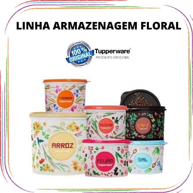 Tupper Caixa Floral Tupperware Armazenagem | Shopee Brasil