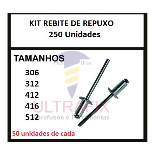 Kit Rebite Pop Repuxo 250 Unidades 5 medidas diferentes | Shopee Brasil