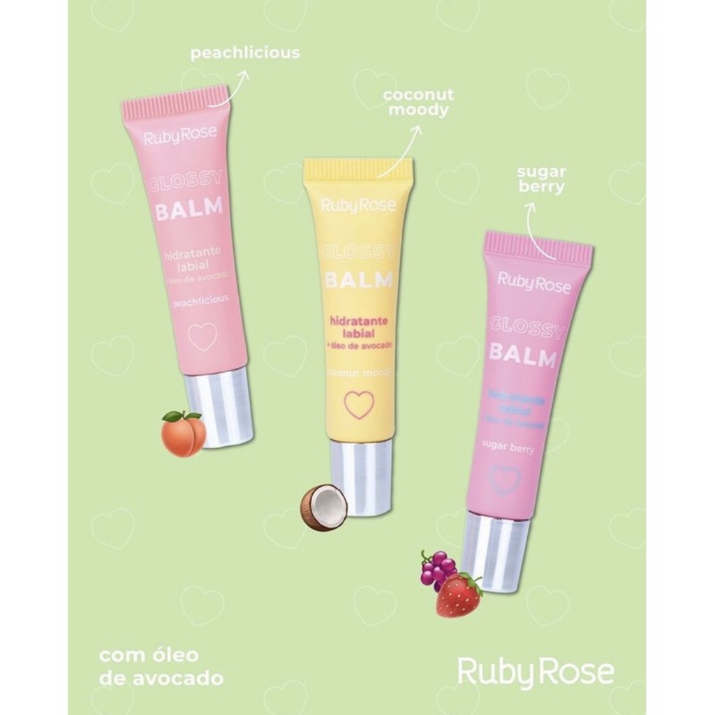 Kit C/3 Glossy Balm Hidratante Labial - Ruby Rose - HB-8222 - Diversos ...