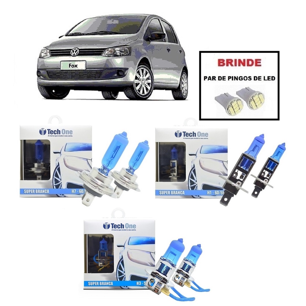 Kit Lampadas Super Brancas para Farol Alto / Baixo e Milha com 8500 ...