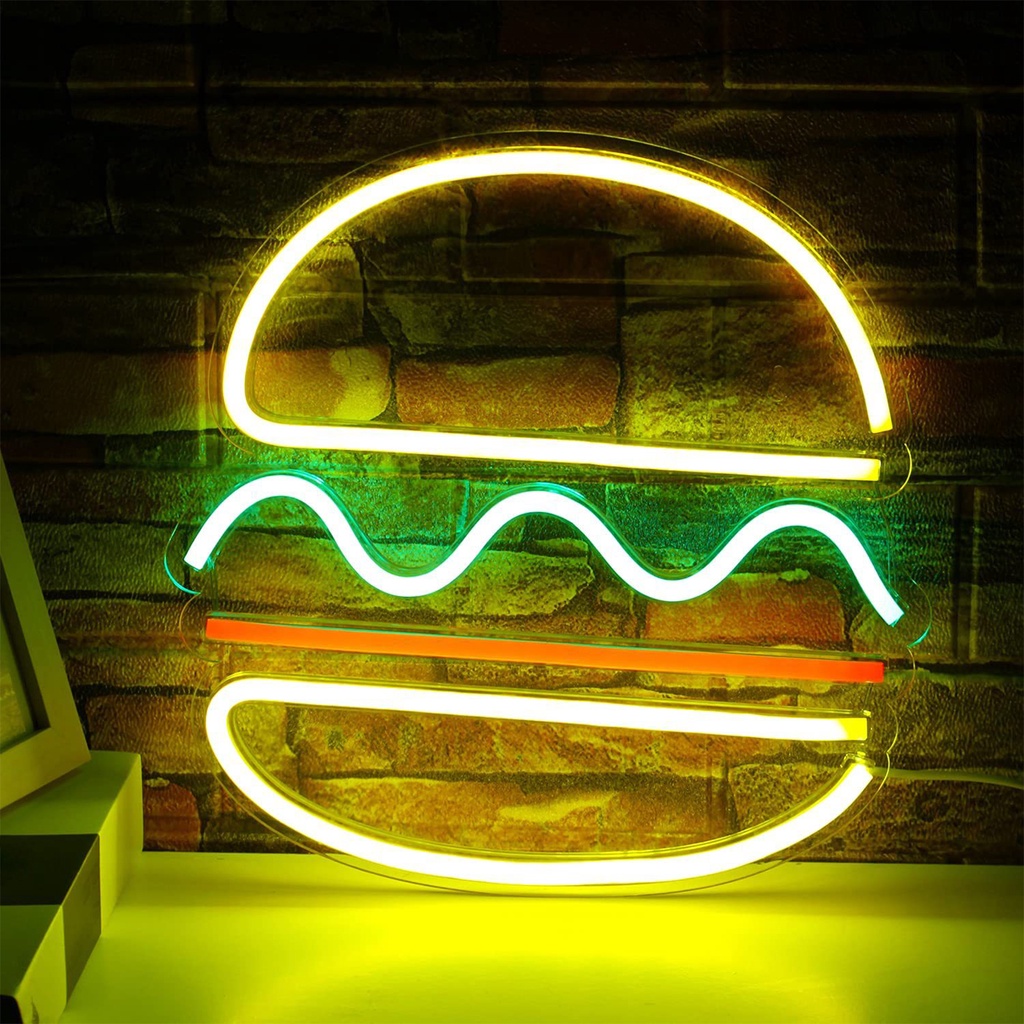 Lâmpada LED Neon Design Hambúrguer/Sinales De Claro/USB Para Parede ...