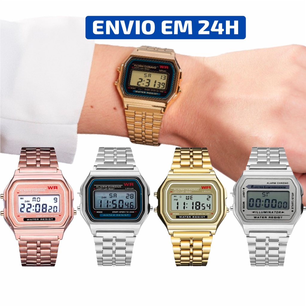 Relógio Casio Cássio Retrô WR Digital LED Unissex Eletronic Vintage ...