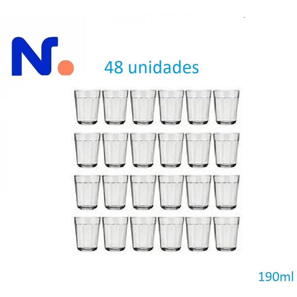 Copo Americano 190ml Vidro Nadir Caixa C/48 Unidades Incolor | Shopee Brasil