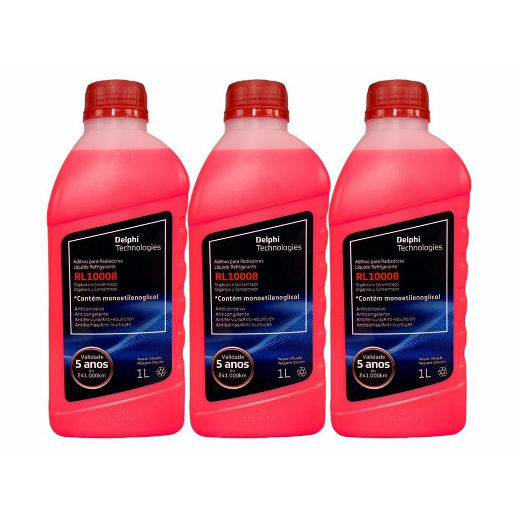 KIT 3 ADITIVO RADIADOR DELPHI ROSA RL 10008 CONCENTRADO 1 LITRO Novo ...