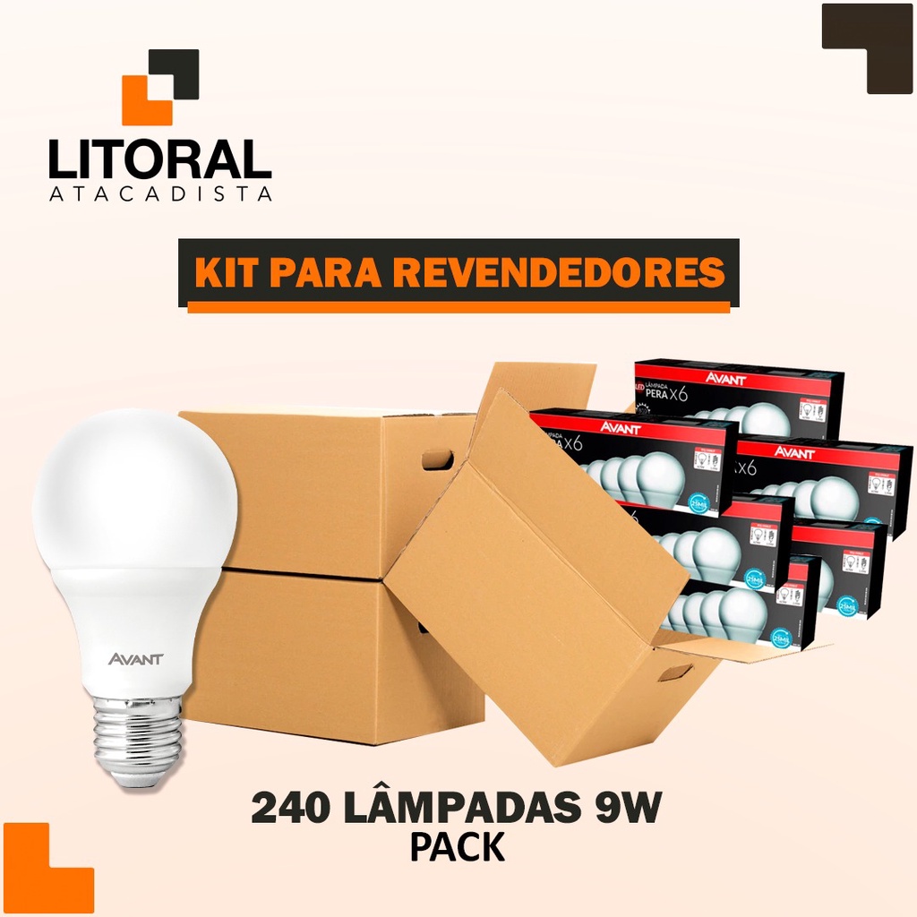 Kit 240 Lâmpadas Led 9w 6500k Branco Frio Avant | Shopee Brasil