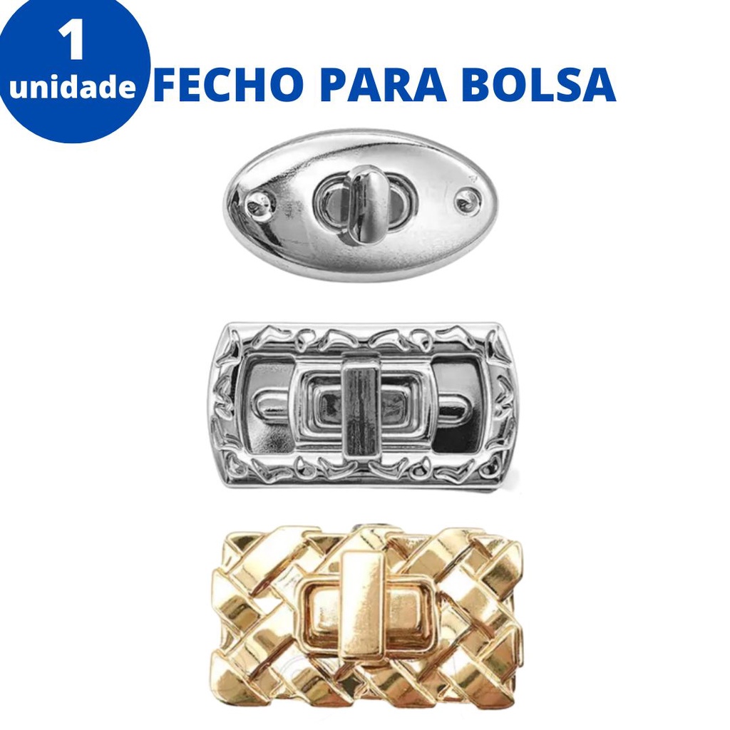 Fecho de Bolsa Metal Prata, Dourado e Preto - 1 unid - Modelos | Shopee Brasil