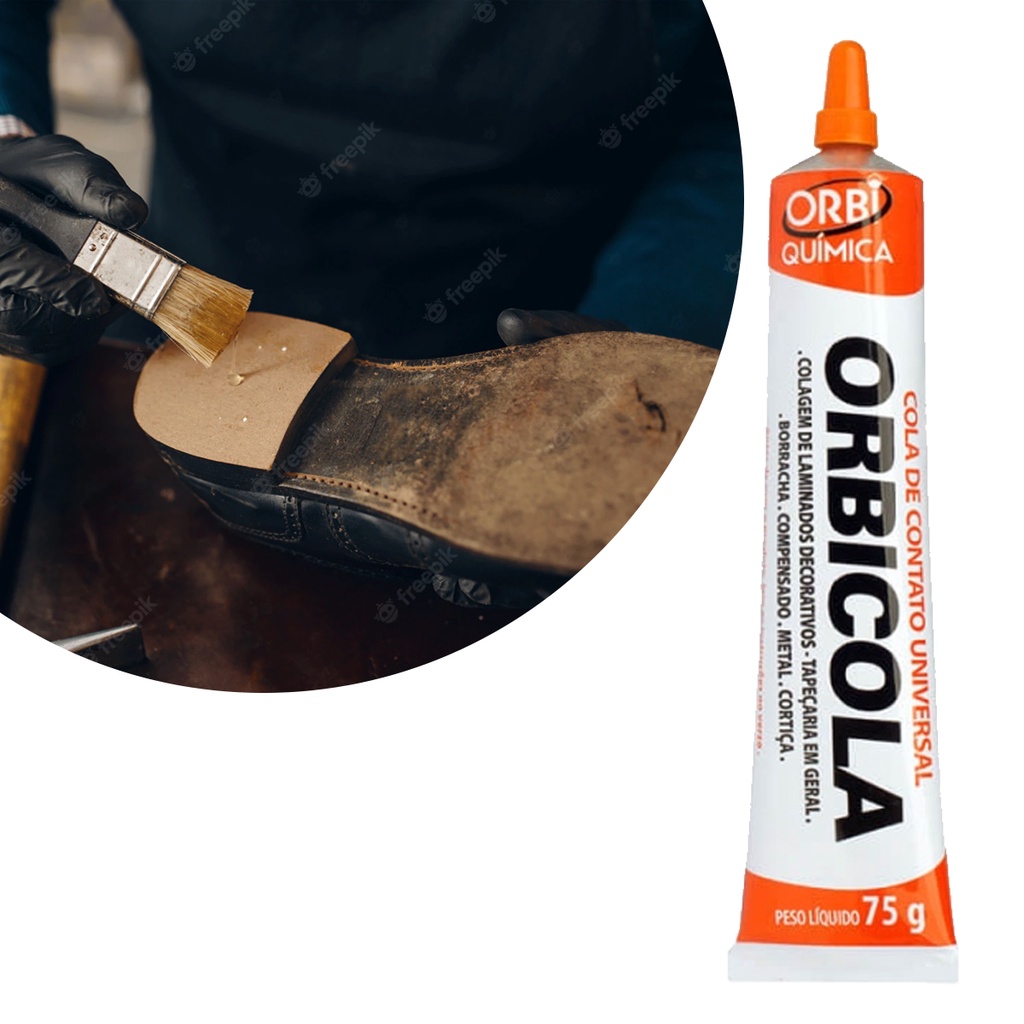 Cola Contato Bisnaga Orbi Couro Borracha Sapateiro 75g | Shopee Brasil