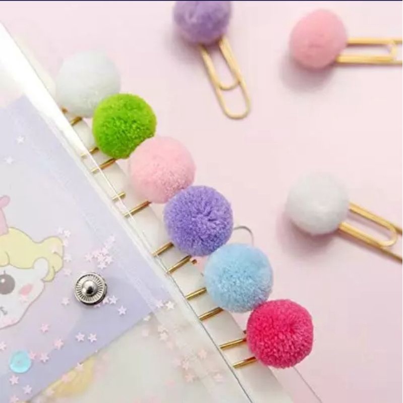 Clips pompom dourado para decorar caderno planner | Shopee Brasil