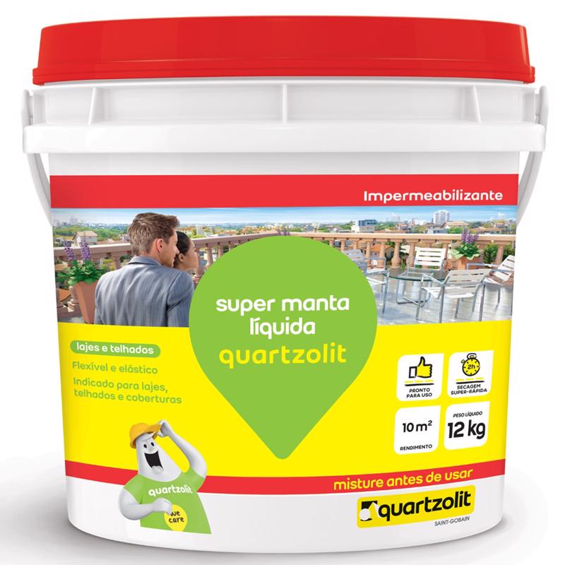 Super Manta Liquida Laje Quartzolit Cinza Concreto 12kg - Escorrega o Preço