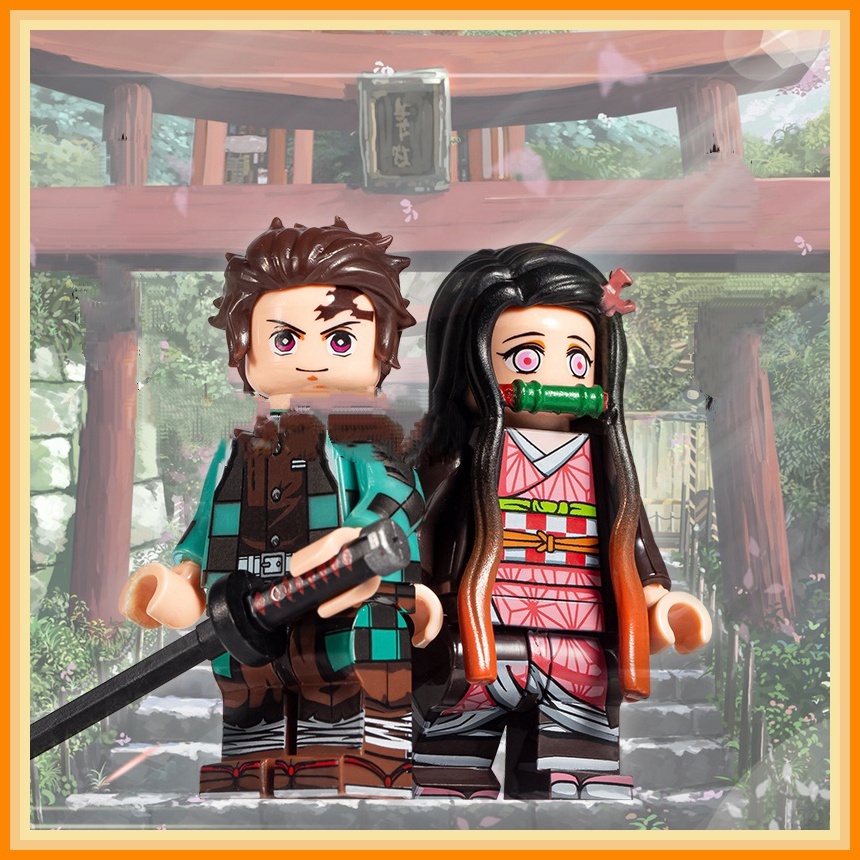 Lego Minifigures Anime Demon Slayer Nezuko Akaza Zenitsu Building ...