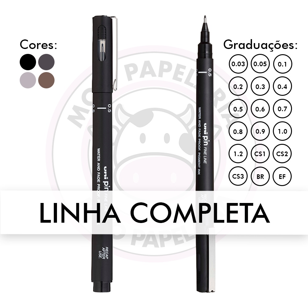 Caneta Uni Pin Nanquim Nankin Tecnica Fine Line Brush Ponta Fina Desenho Profissional ...