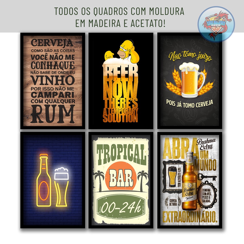 quadros decorativos placa Tema cerveja Lote 01 beer bar boteco bebidas ...